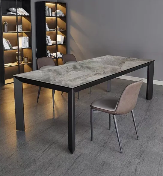 Cheap marble stone top dining table set 6 seater simple style| Alibaba.com