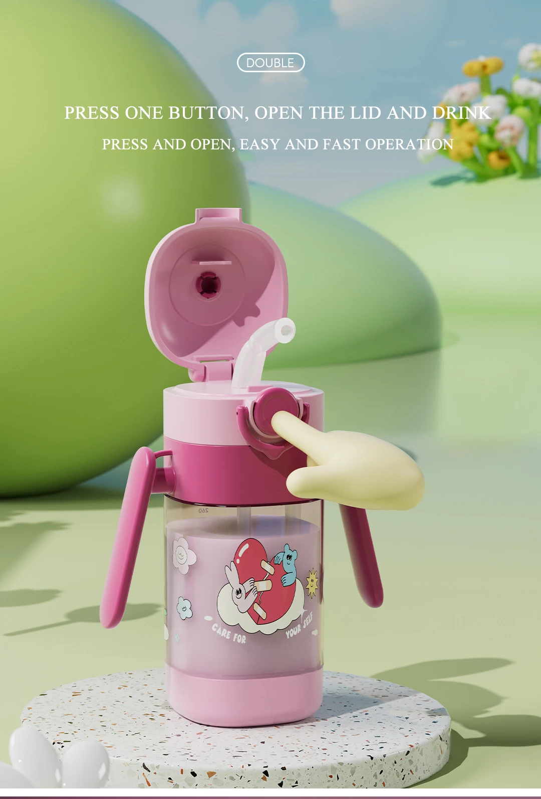 360ml Baby Sippy Cup Cartoon Water Cup Kids Kettle Baby Drink Bottles ...