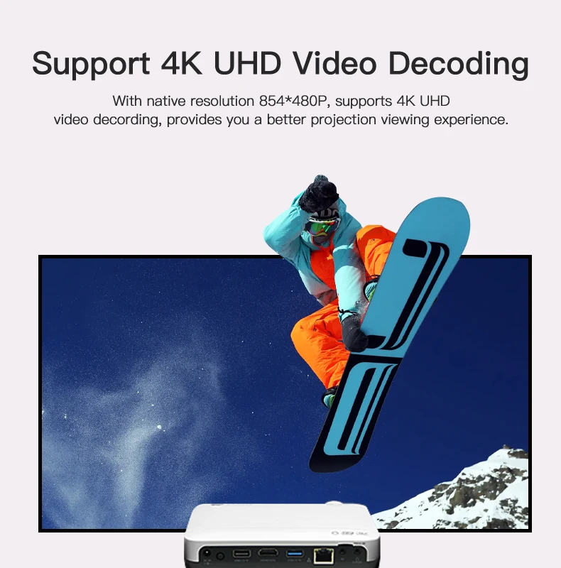 WOWOTO 4K Portable Android Projector - 3500 Lumens Home Theater