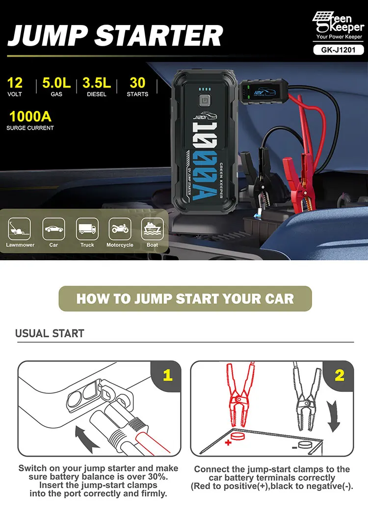 Starter 12v Jump Starter1000a Jump Starter Qc3.0 Portable Car Jump ...
