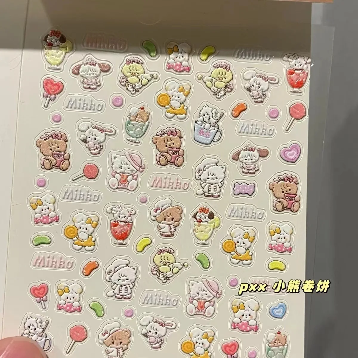 5d Cartoon Nail Stickers Cat Rabbit Bowknot Merry Christmas Candy ...