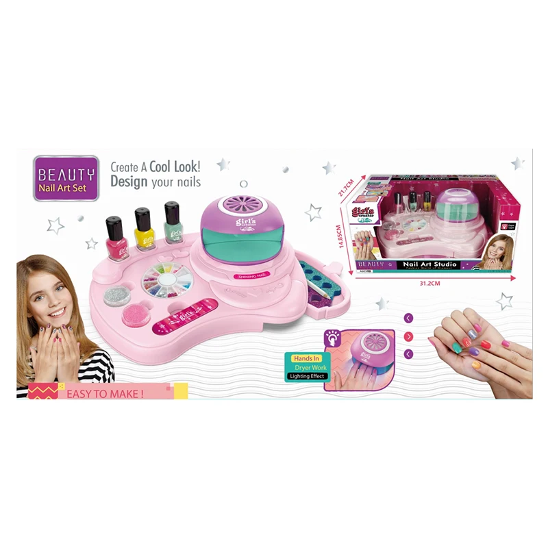 Diy Nail Art Studio Toy Fashion Set Nail Party Kit Make Up Toys For ...