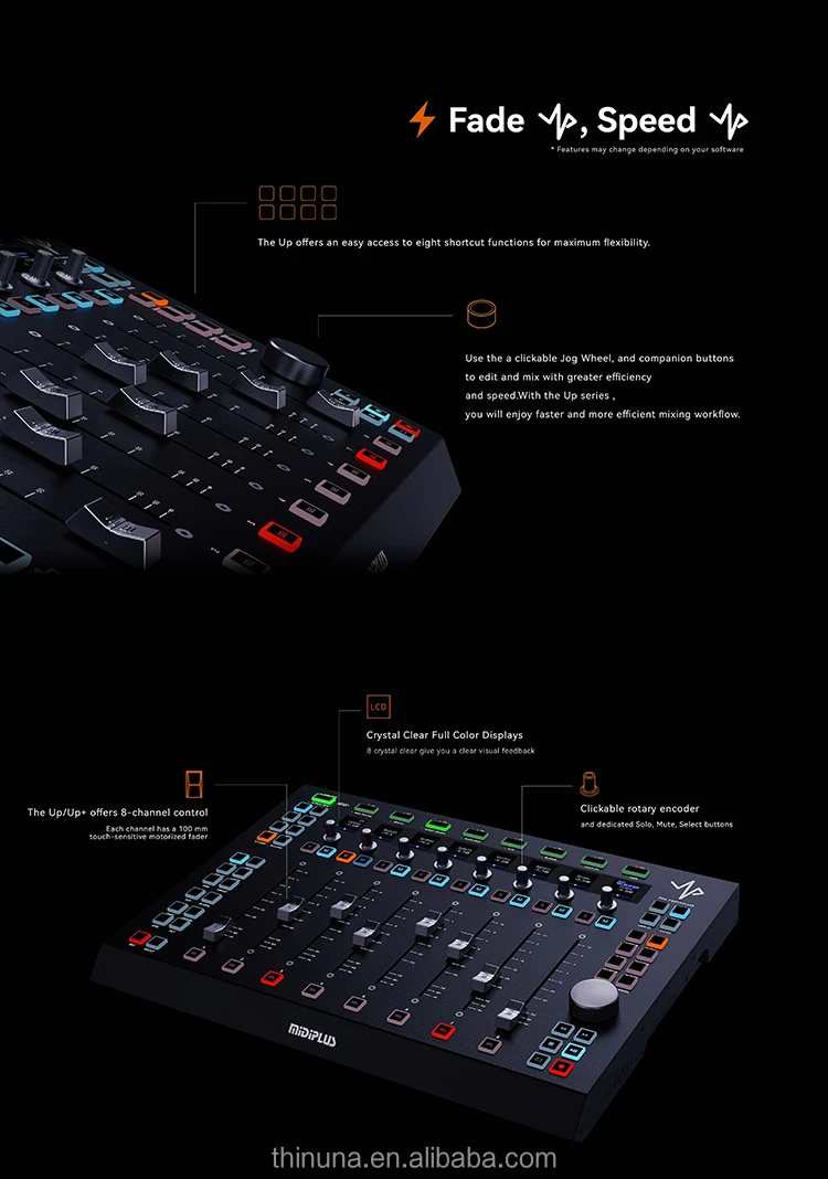 Midiplus Up MIDI Controller - 8 Touch-Sensitive Motorized Faders, 32 ...