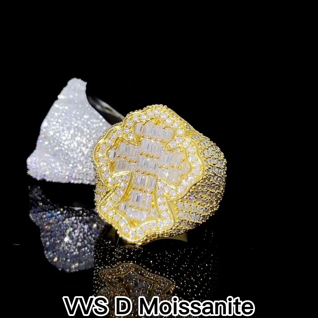 Custom Iced Out 925 Silver Diamond Ring Hip Hop Jewelry Moissanite ...