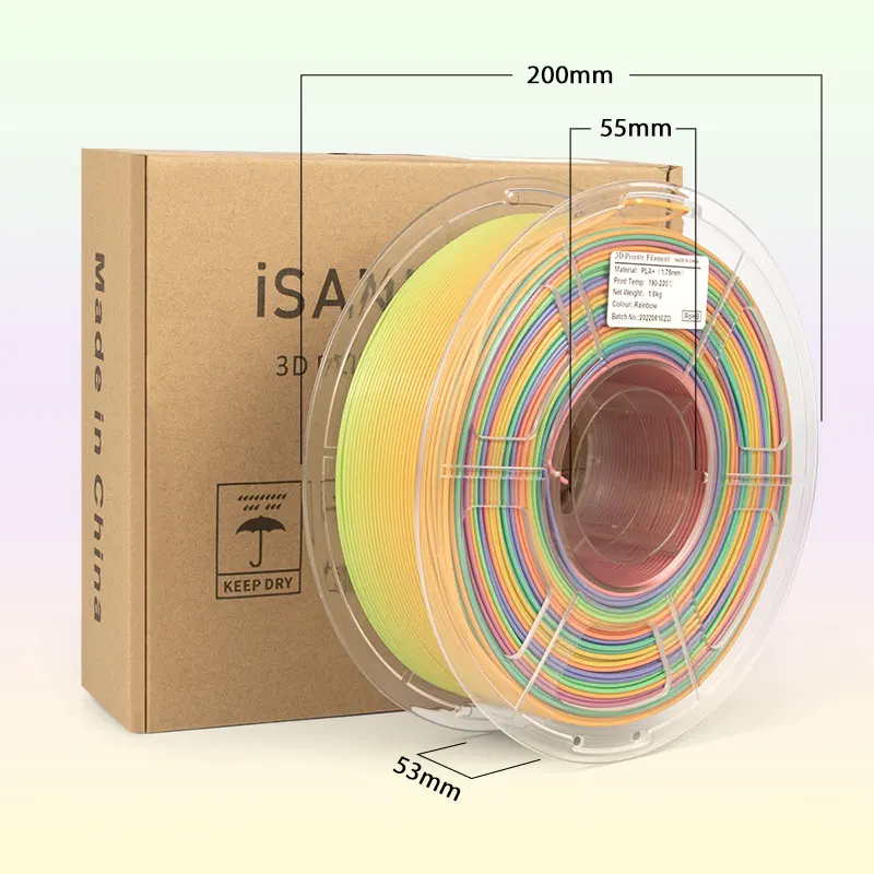 ISANMATE PLA+ Rainbow Filament - 1.75mm, 1kg, ROHS CE