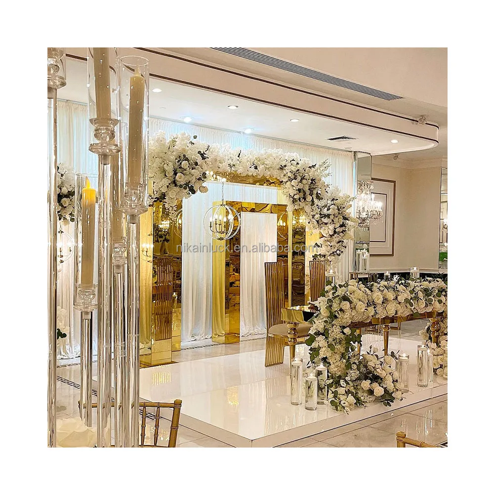 Promotional Party Supplies Gold Arch Metal Wedding Backdrop Stand With ...