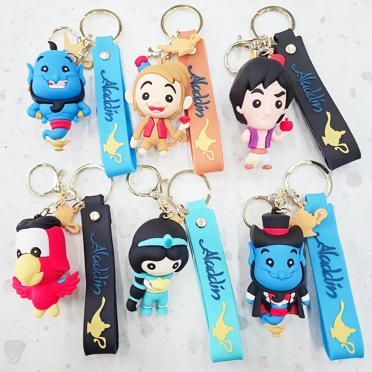 6 Style Aladdins Jasmine Cartoon 3d Pvc Bag Pendant Keychains Keyring ...