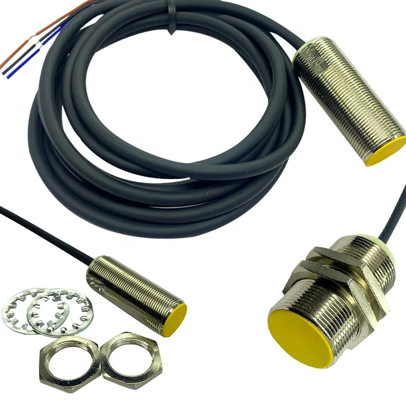 M12 Cylindrical Proximity Switch Pnp Nc Type Ip67 Waterproof 2m Wires Inductive Proximity Sensor ...