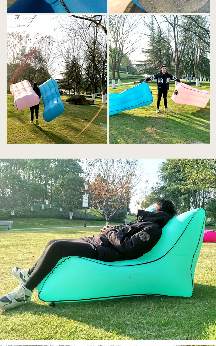 Outdoor Ergonomic Inflatable Lounger Beach Bed Camping Chair Air Sofa ...