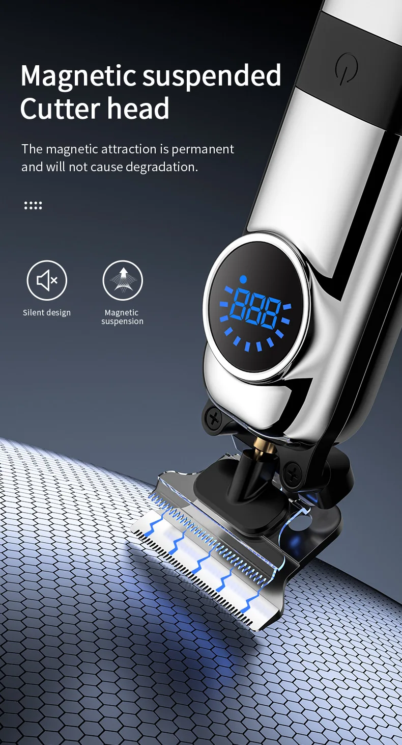 Super Motor Cordless Electric Barber Mens Hair Clippers Rechargeable ...