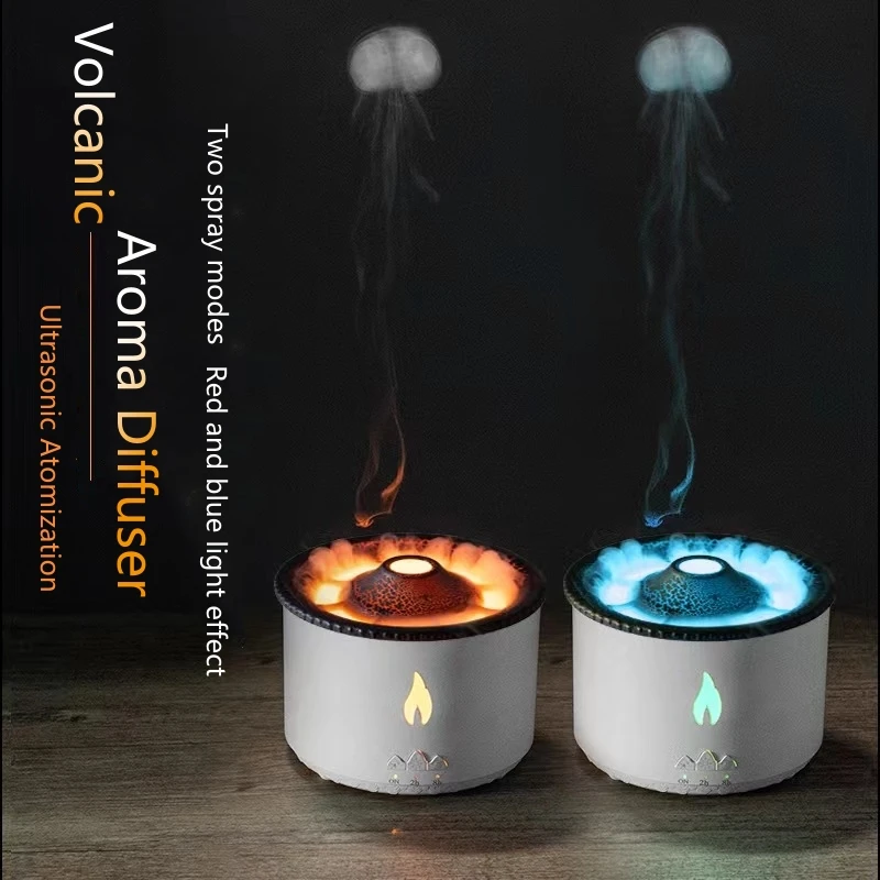 Volcano 3d Flame Ultrasonic Aroma Diffuser 360ml Volcano Jellyfish Spray Fire Flame Air ...