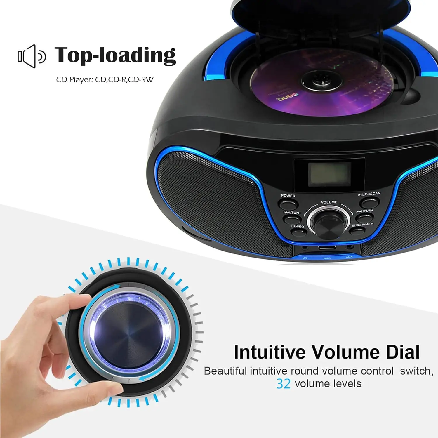 Portable Boombox Cd Player With Remote Control,Fm Radio,Usb Mp3 ...