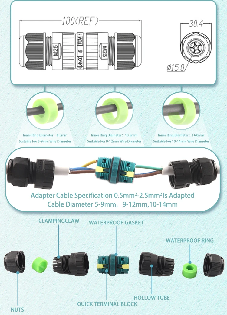 Km25 Ip68 5 Pin Quick Waterproof Electrical Wire Connector Conductor ...