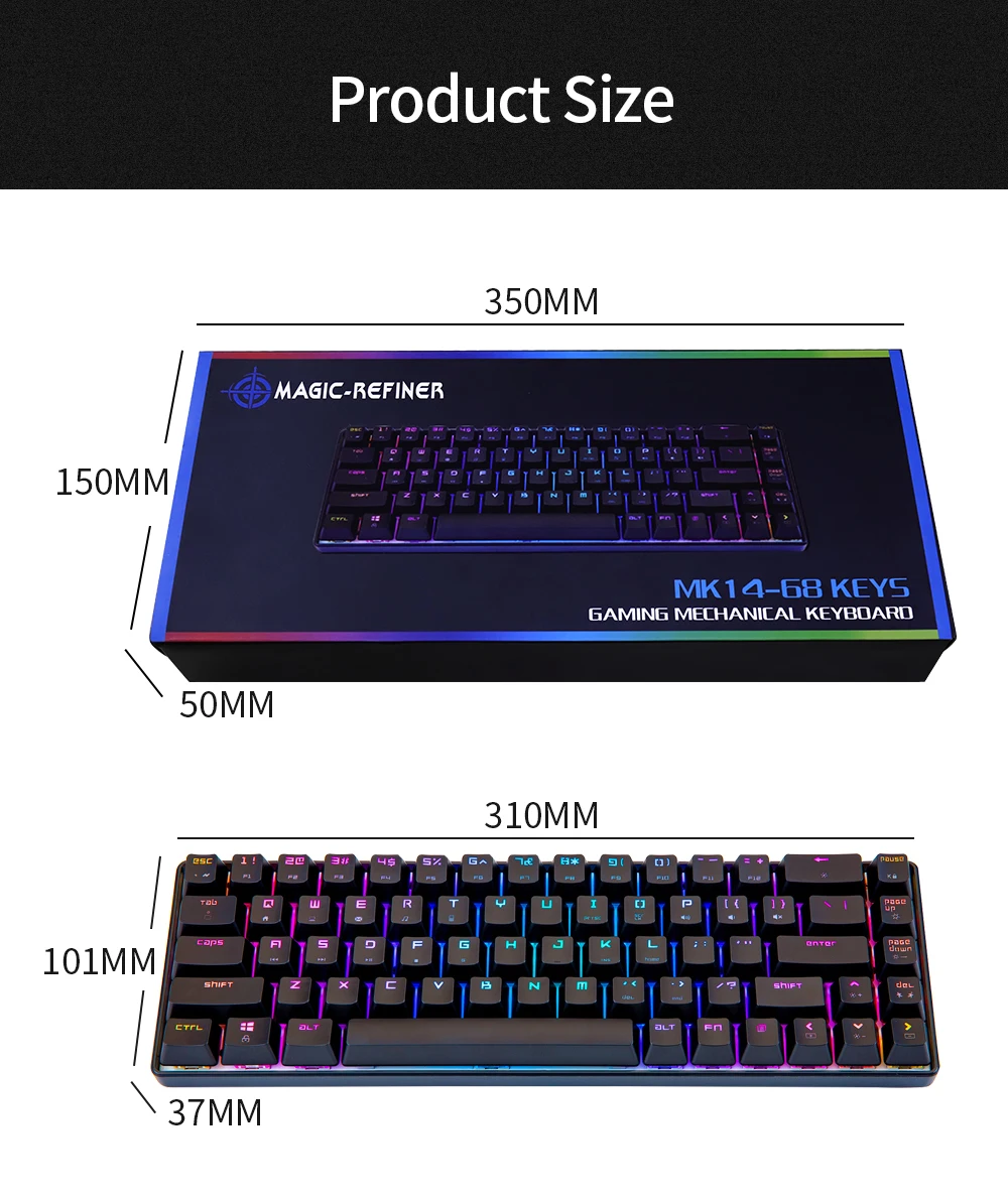 Mr Hot Sale Magic Refiner Mk14 68 Keys Type Writing Office Rgb Red ...