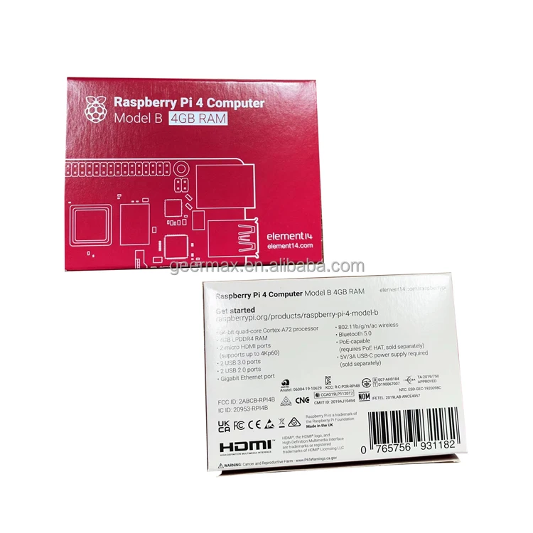 Raspberry Pi 4 Model B 4GB RAM Development Board 1.5GHz Raspberry Pi 4G ...