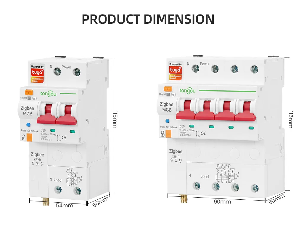 TUYA MCB Zigbee Smart Energy Meter - 63A 80A Circuit Breaker