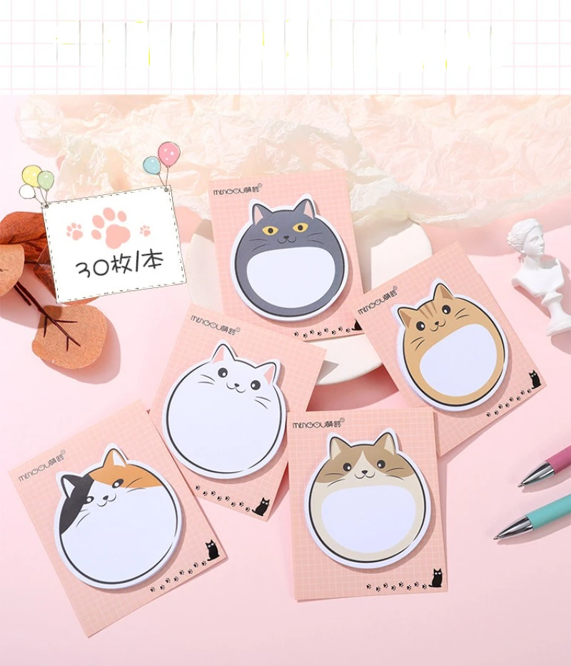Cartoon Cute Cat Series N Times Posted Messages And Notes Post-it Notes ...