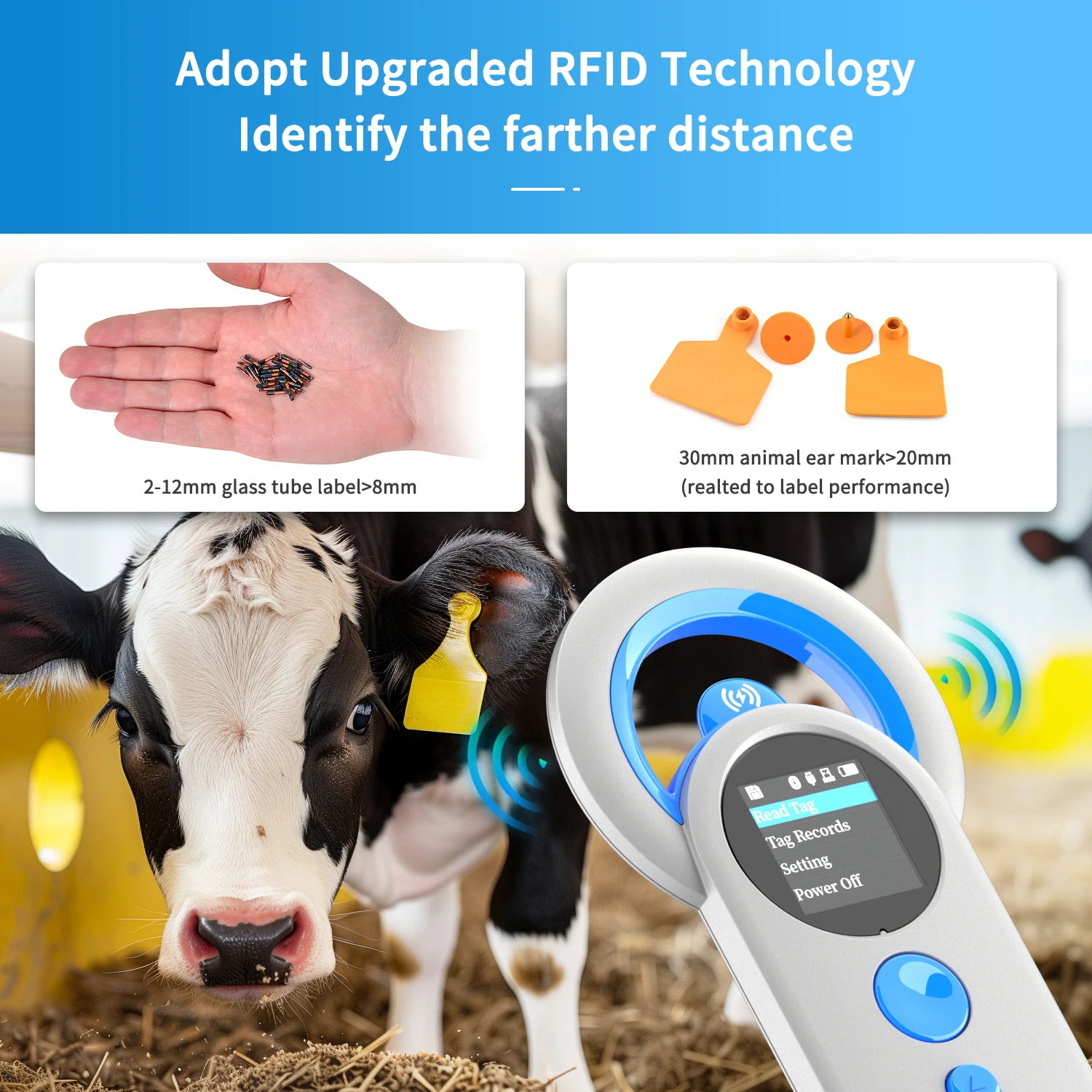 NETUM DJ-130 RFID Tag Reader - Efficient Animal ID Scanner