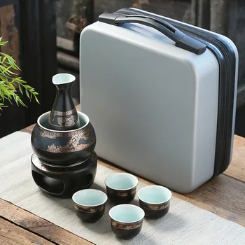 Japanese Style Stovetop Porcelain Hot Saki Drink Bottle With Warmer ...