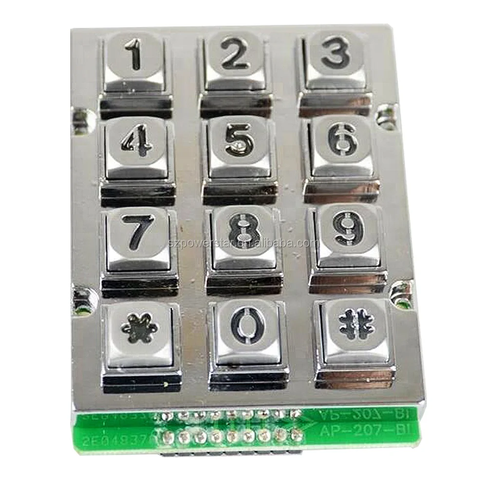 12 Keys 3x4 Matrix Keypads Metal Zinc alloy Backlit Numeric Keypad For ...