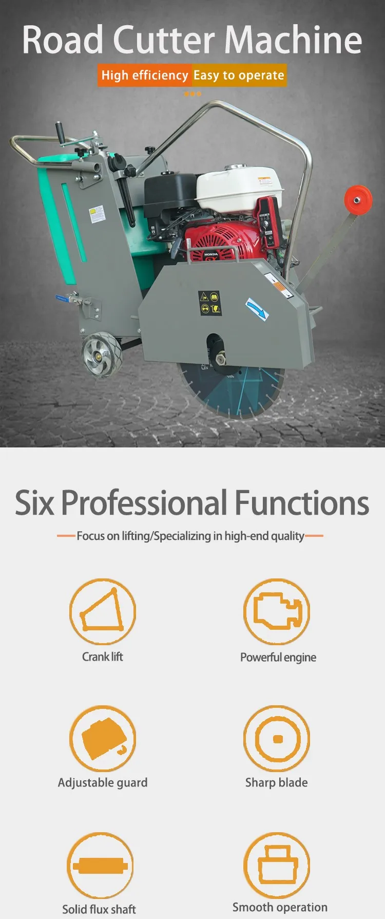 Q500C Concrete Asphalt Road Saw Cutting Machine - Low Maintenance