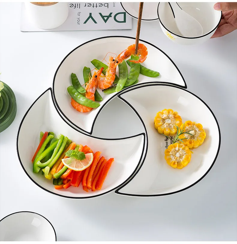 Originality Space Saving Plate Ceramic Tableware Free DIY Combination ...