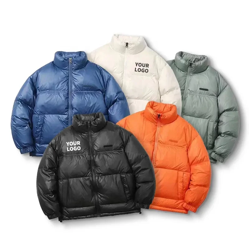 Men's Warm Custom Logo Black Winter Puff Outerwear Outdoor Men Bubble ...