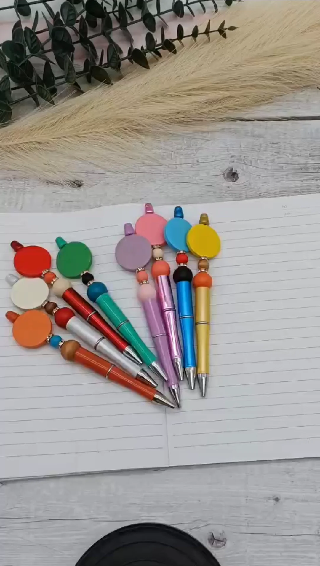 Monogram Diy Design Ballpoint Pen Carved Disc Wood Beads Decorative ...