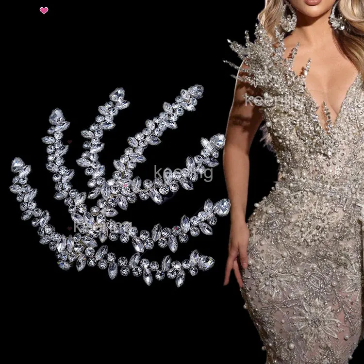 Whd-077 Luxury Diamond Crystal Applique Floral Shape To Decorate ...