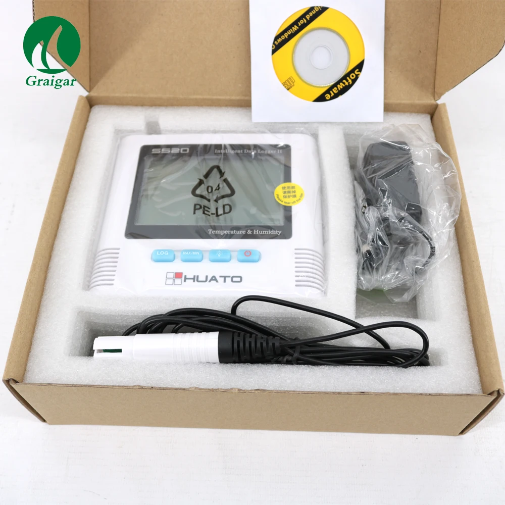 Huato S520-EX Humidity Temperature Data Logger with Printing Real Time ...