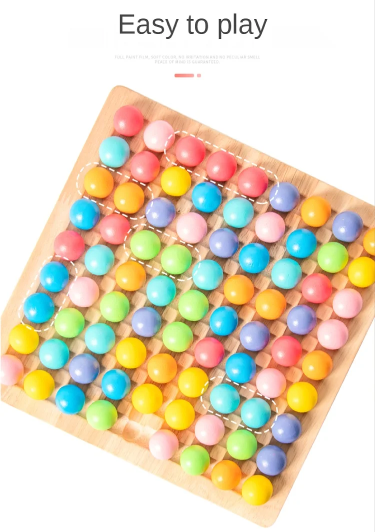 Rainbow Wooden Beads Elimination Game Wood Board Bead Game Toy Colorful ...