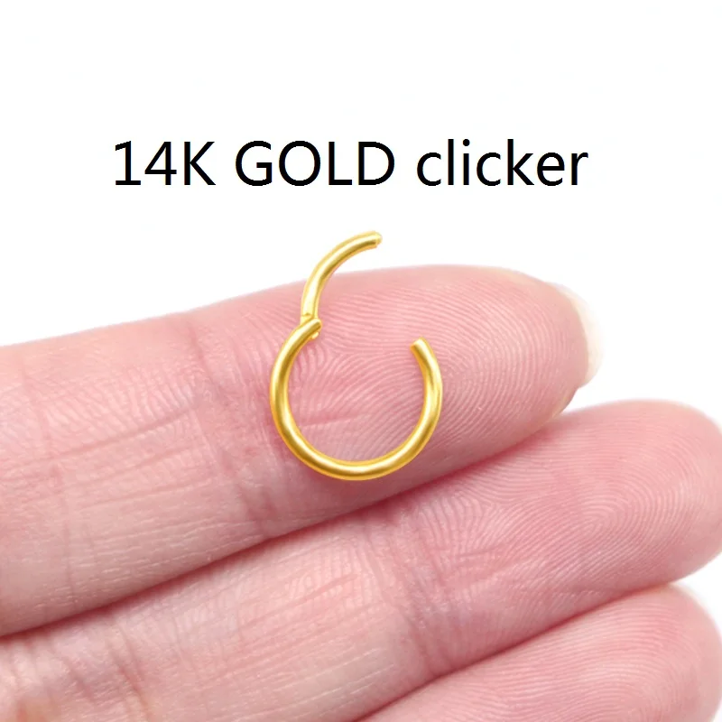 Gaby 14k Solid Gold Nose Ring Hoop Piercing Clicker Waterproof Septum Ear Helix Piercing ...