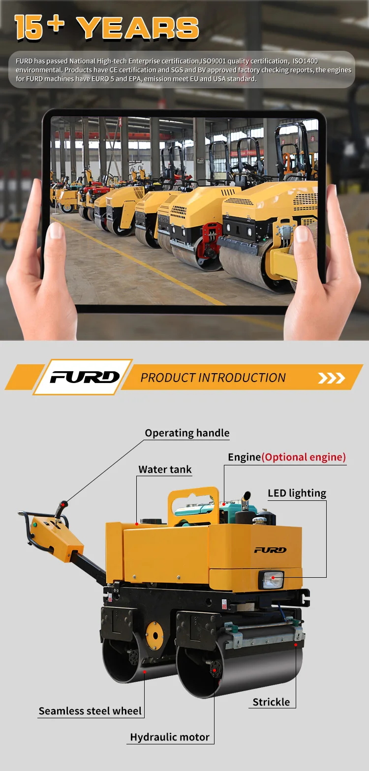 High Reliability Self-propelled Vibratory Light Compaction Ride On Road ...