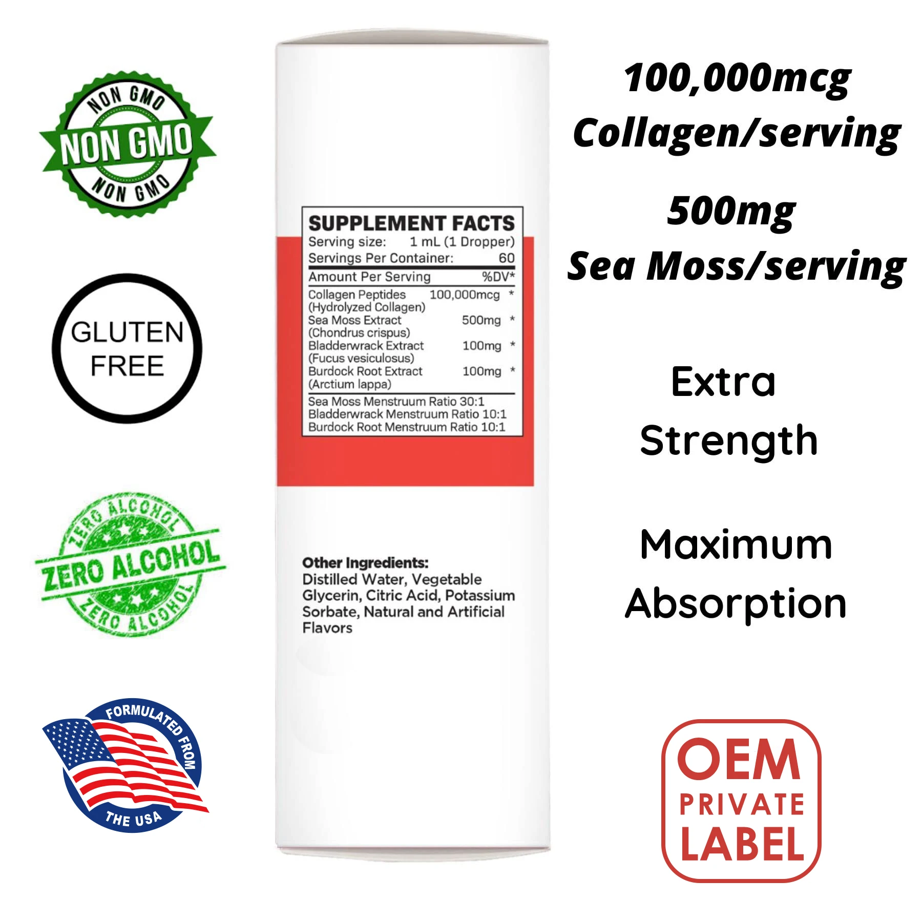 Collagen Peptides Liquid Drops Sea Moss Collagen Burdock Root ...