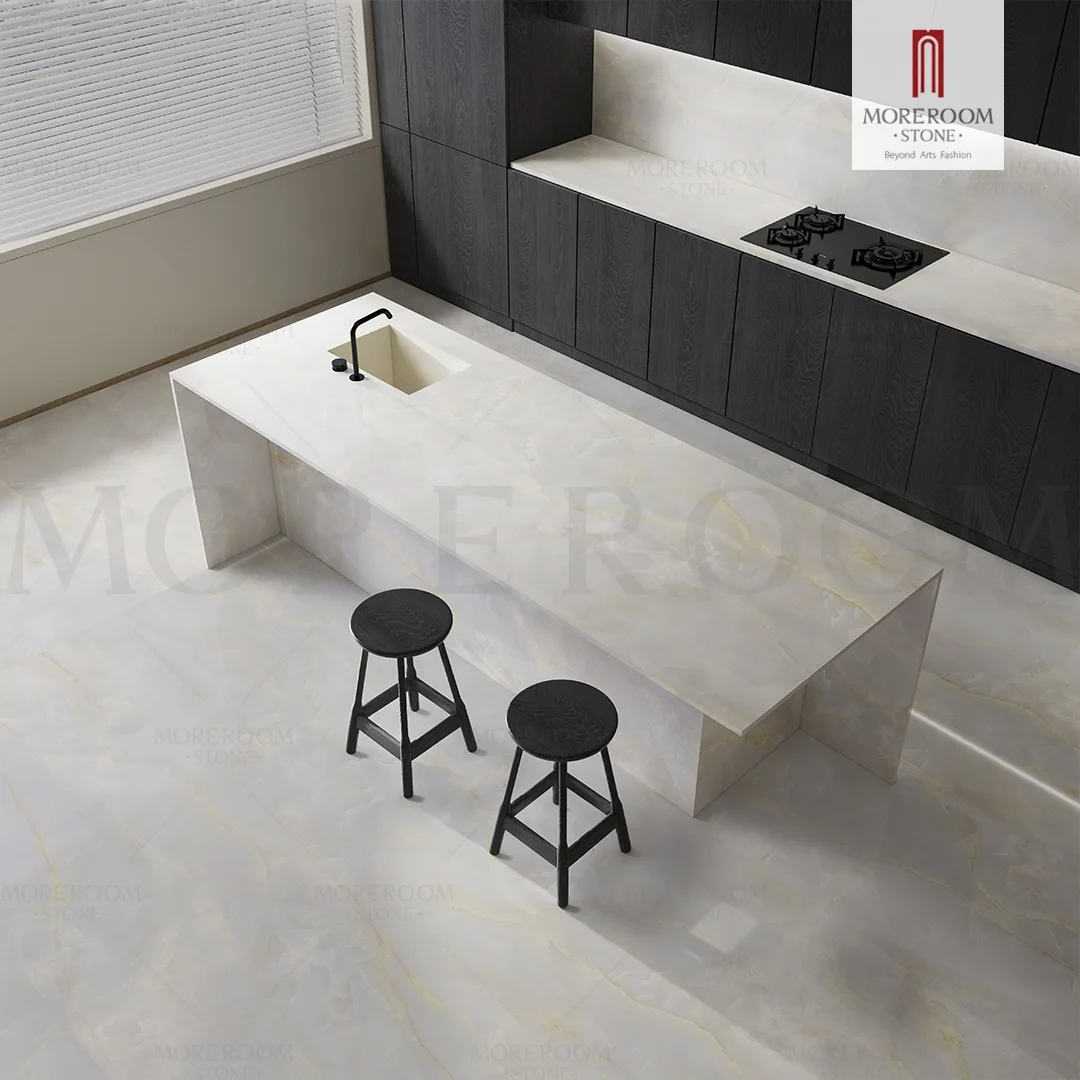 Modern Panda White Marble Sintered Stone Bathroom Cabinet