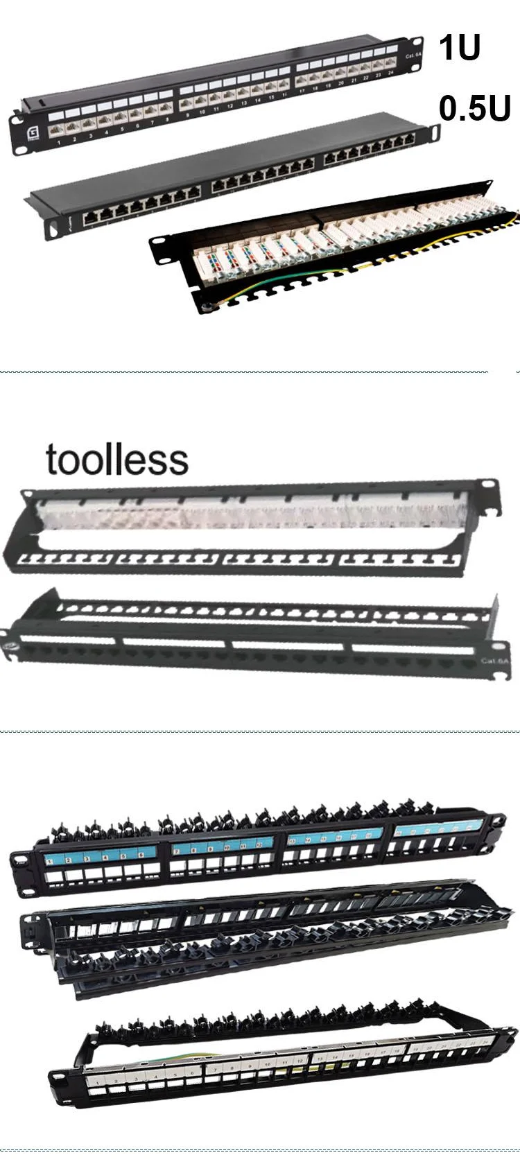 GETEKnet 19 Inch 1U Network Rack 24-Port RJ45 Cat6 UTP Cable Management ...