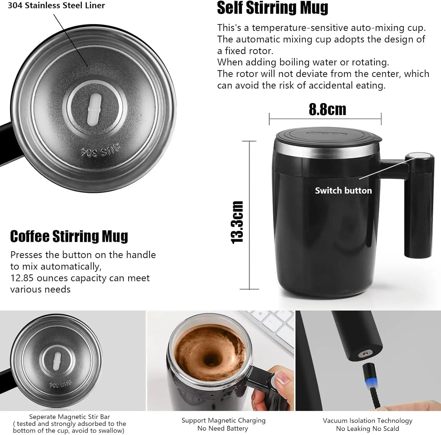 Automatic Stirring Coffee Mugs - Perfect for Travel