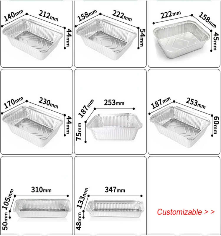Containerized Different Sizes of Rectangular Aluminium Foil Food ...