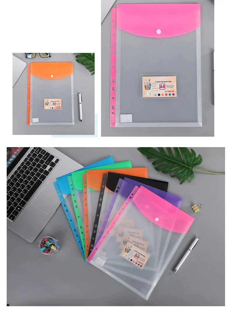 Customized A4 Transparent File Folder Snap Waterproof Button Document ...