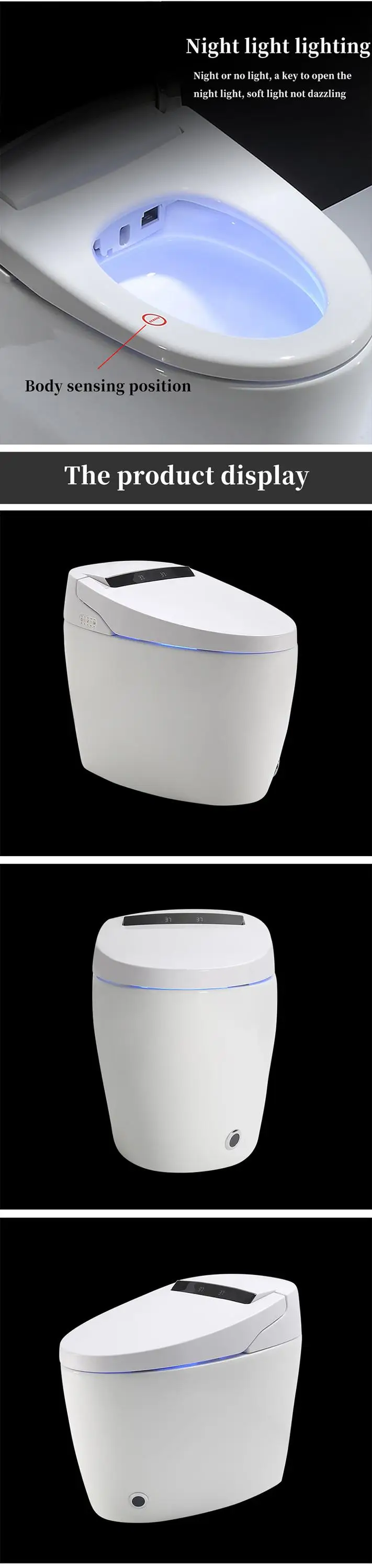 Smart Toilet - Floor Mounted Tankless Water Closet with Heated Seat