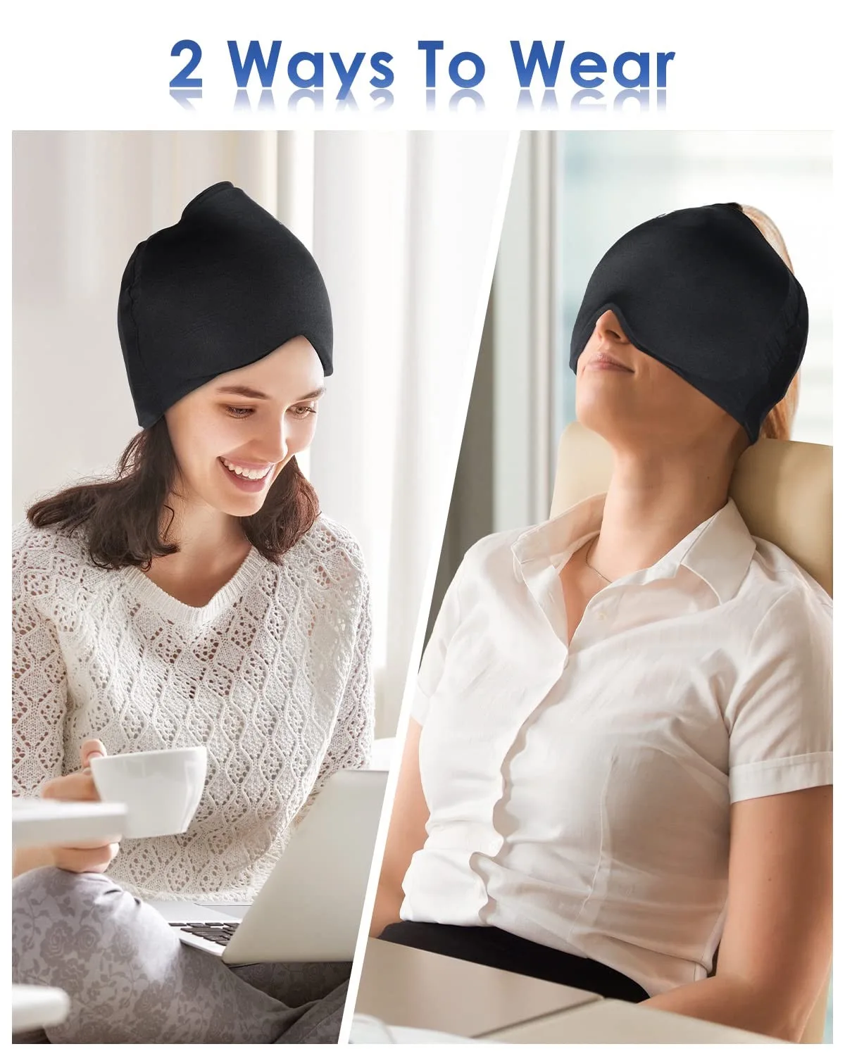 Biumart Soft Sleeping Adjustable Head Cover Travel Blindfold Gel ...