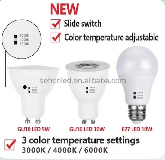 3 Color Temperature Setting 5w 10w Gu10 Mr16 Gu5.3 E27 Led Spotlight ...