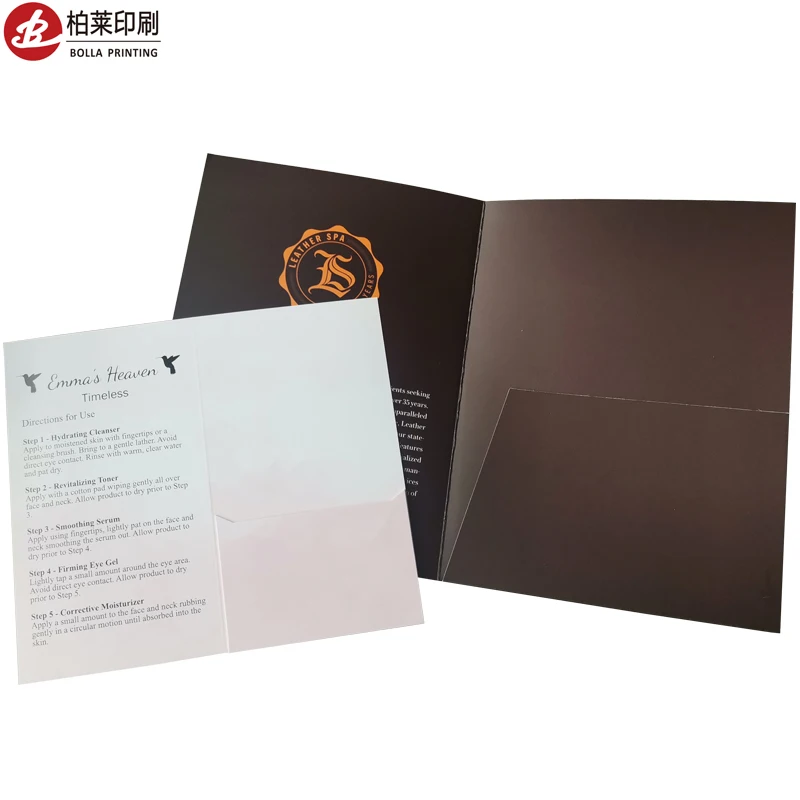 Custom A3 A4 A5 Size Linen Paper Folder With Business Card Slit Black ...