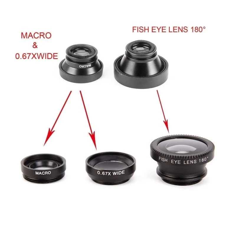 3 in 1 Wide Angle Macro Fish Eye Lens for Smartphone Photography
