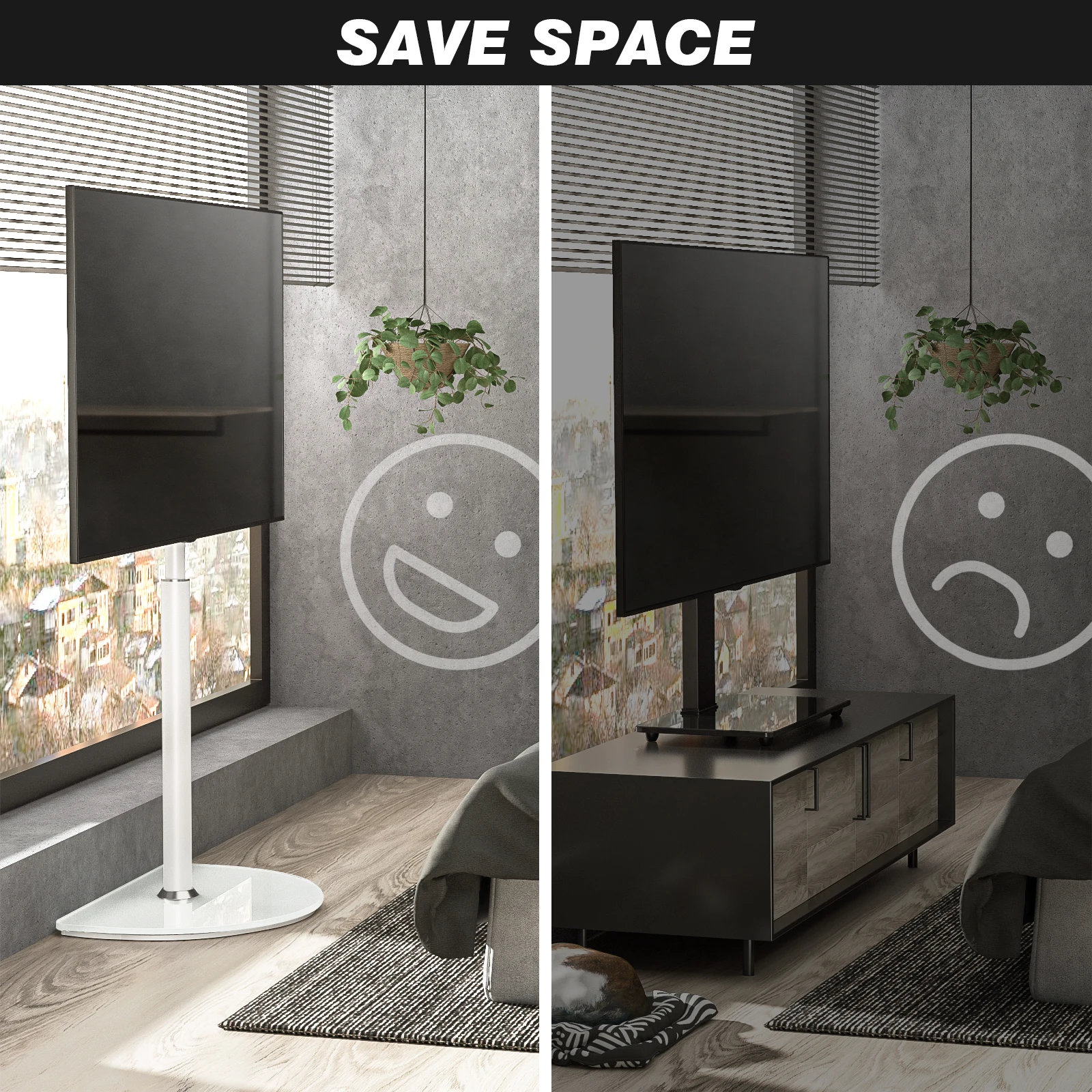 Universal Corner TV Floor Stand - Adjustable & Stylish