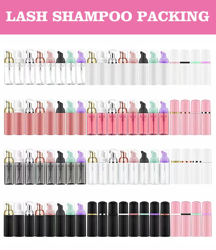 Own Your Logo Lash Foam Cleansers Vegan Pink Color Lash Shampoo Bottles ...