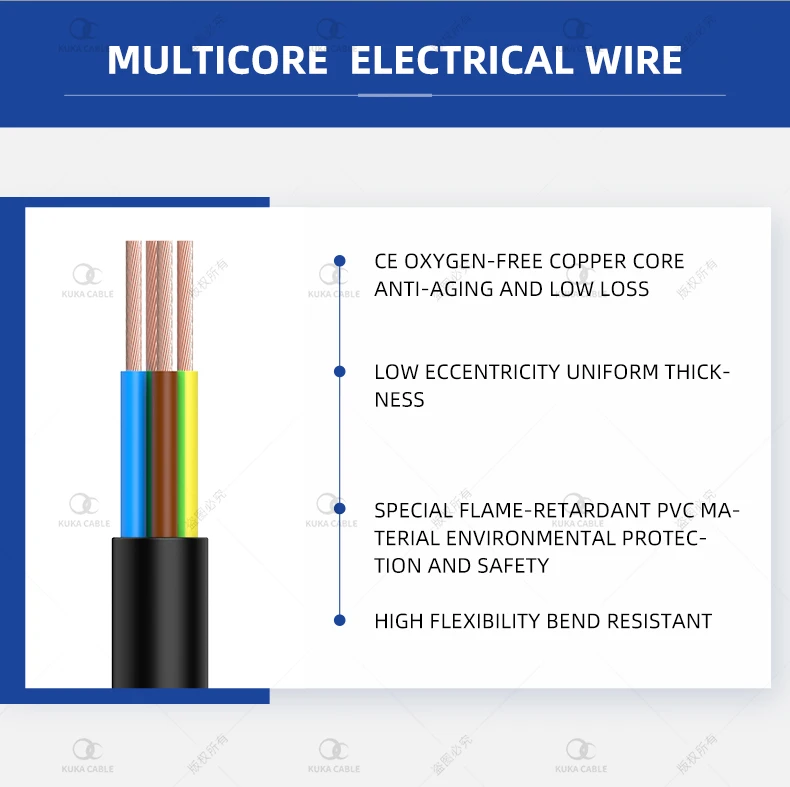 Electric Wire Power Cable Flexible 4 Core H05vk H07vk H03vvf H05vvf 3x1 ...