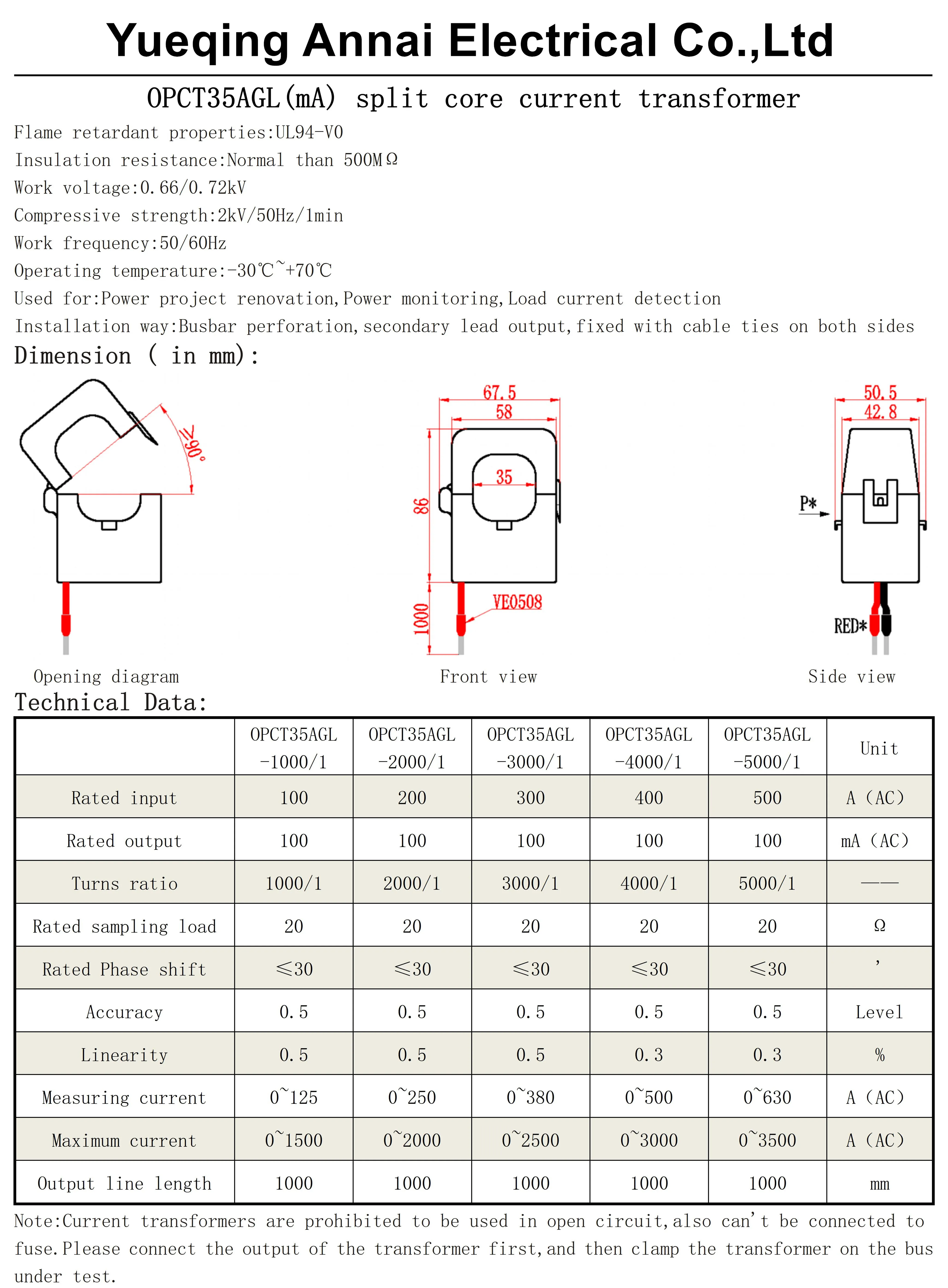 Split Core Current Transformer Kct 36 For 500a 100ma