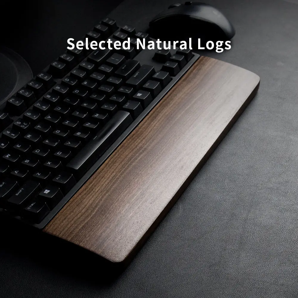 Ergonomic Gaming Desk Wrist Pad - Walnut Wooden Support