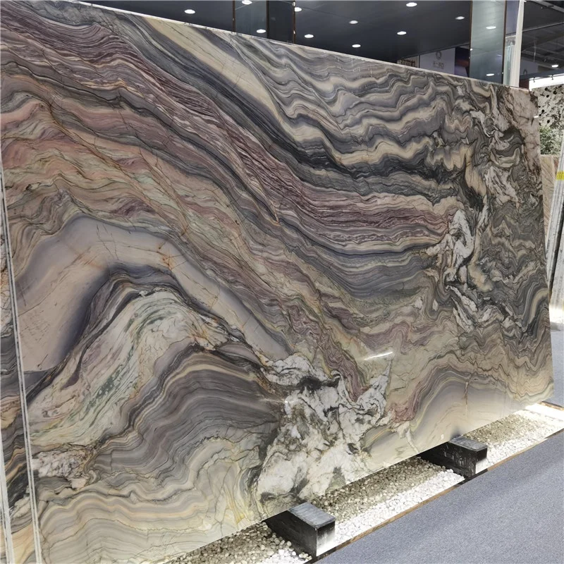 Luxury Blue Fusion Wave Vein Quartzite Stone Decoration Luxury Villa ...